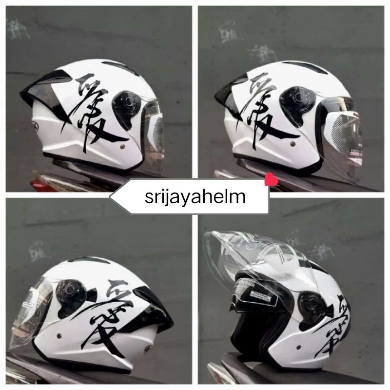 Jual HELM NHK R1 MAX KANJI WHITE/BLAK PULL WARNA DOBEL VISOR | Shopee ...
