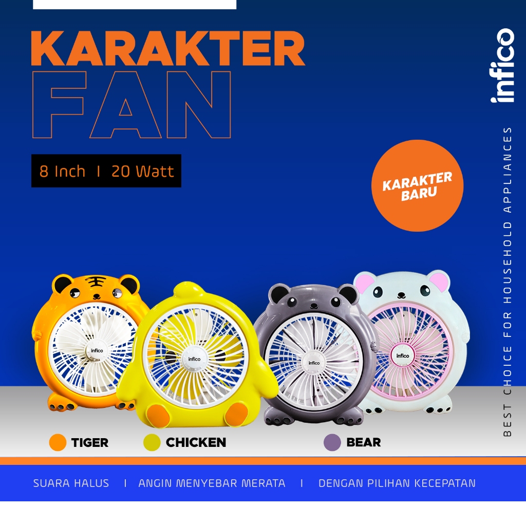 Jual [COD] Kipas Angin Karakter/ Kipas Angin Karakter 8 inci infico ...