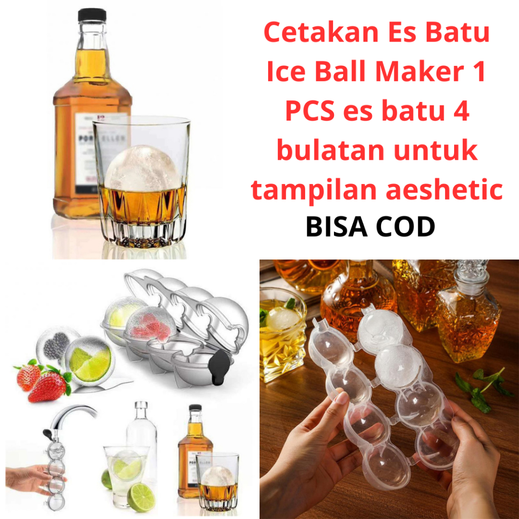 Jual Cetakan Es Batu Ice Ball Maker 1 PCS es batu 4 bulatan untuk ...