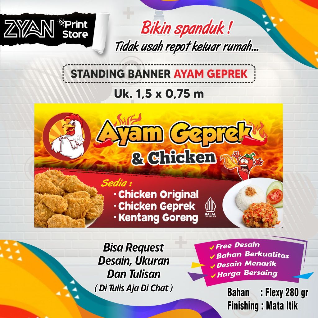 Jual SPANDUK BANNER AYAM GEPREK | Shopee Indonesia