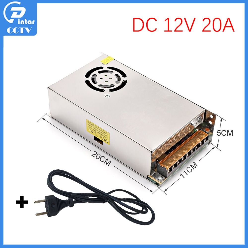 Jual Adaptor Power Supply 12V 20A PSU Kipas CCTV LED AC 220V to DC 12V 20A Adapter Trafo Travo ...