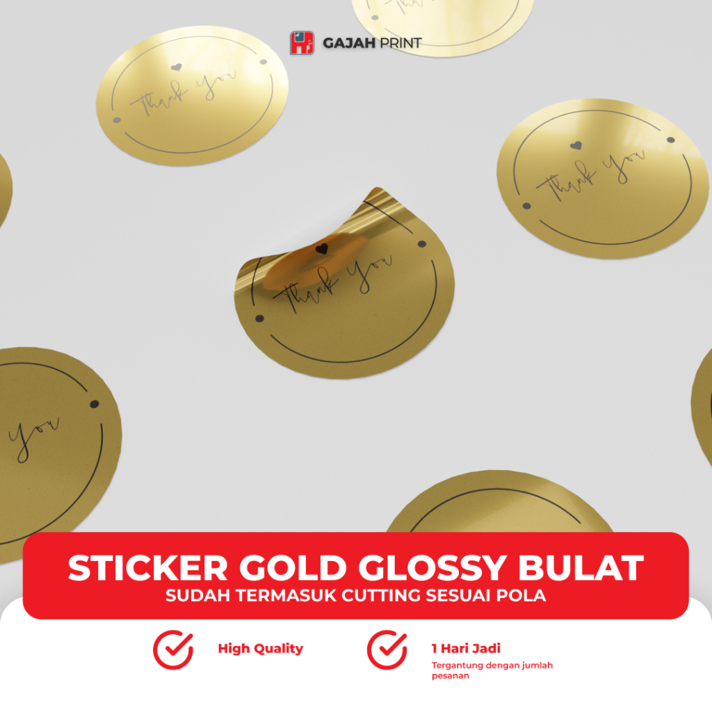 Jual Stiker Gold Glossy Custom Bulat + Cutting Kiss Cut / Sticker Emas ...