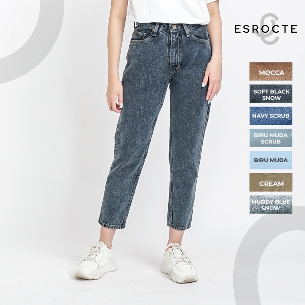 Jual ESROCTE Celana Boyfriend High Waist Jeans Wanita P04 - 26-38 002 | Shopee Indonesia