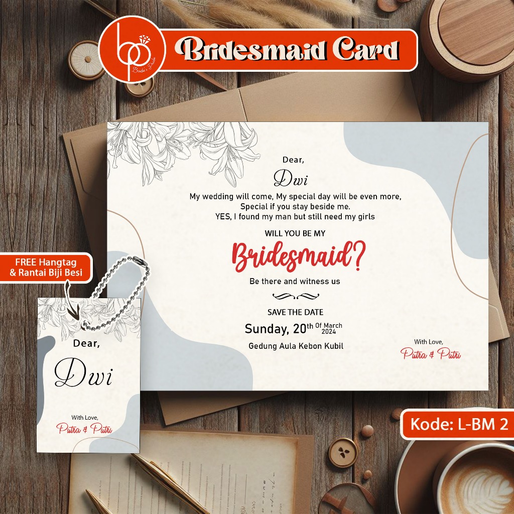 Jual Bridespride | Kartu Undangan Bridesmaid Landscape, Groomsman, Bestman Card, Wedding ...