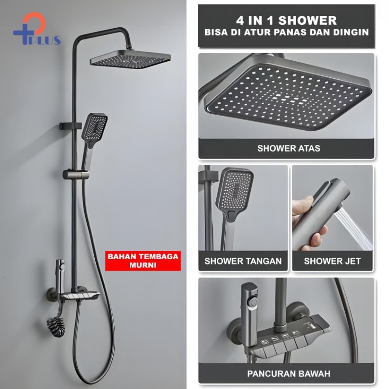 Jual [ PPLUS ] Kamar Mandi 4 in 1 Shower Panas Dan Dingin + Kran Cabang ...