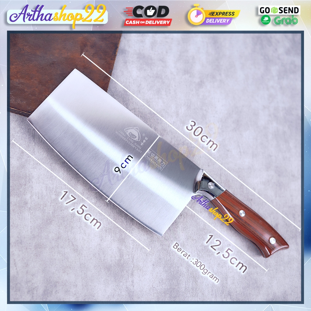 Jual Golok daging tebal Stainless Steel pisau dapur Chinese Chef Knife ...