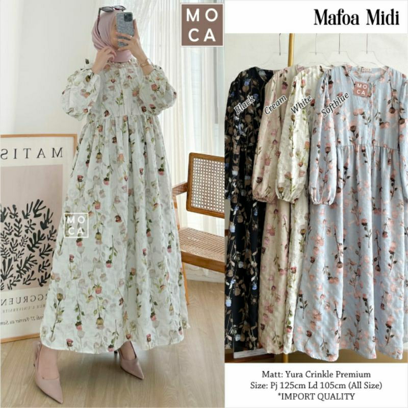 Jual Mafia Midi By Moca | Midi Drees Crinkle Premium Fit XL Ld105 Motif ...