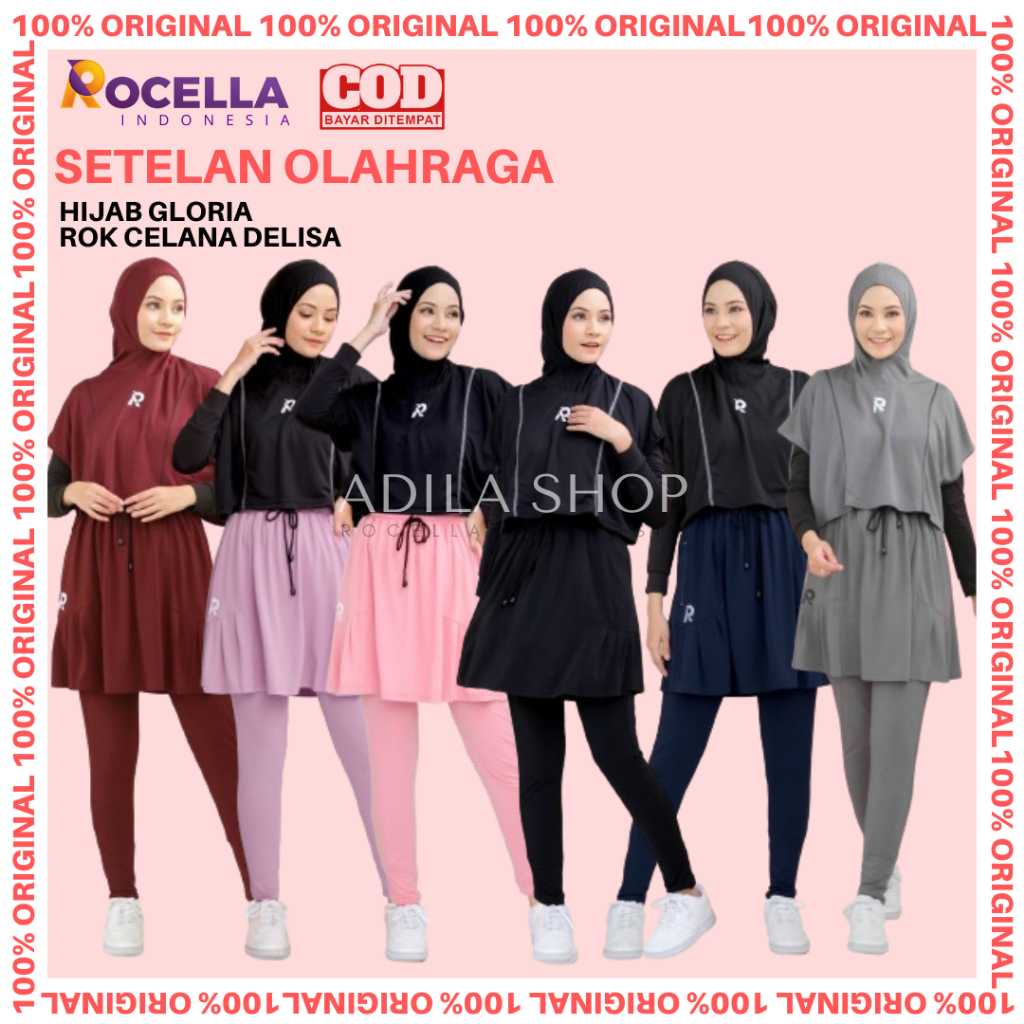 Jual Setelan Olahraga Hijab Gloria dan Rok Celana Delisa Rocella Rok ...