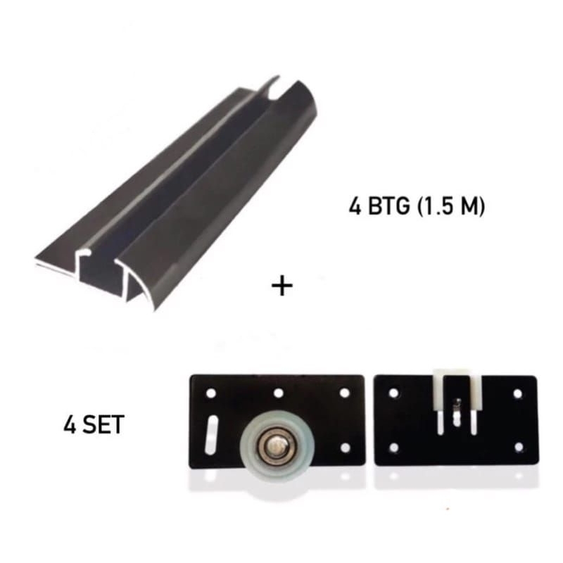 Jual ( 2 Pintu ) Paket 4 Rel Timbul 380 Lenaga 1.5 Meter + 4 Set Roda ...