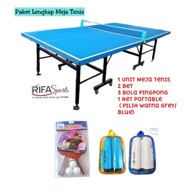 Jual Meja Tenis Paket Lengkap 1 Net 3 Bola 2 Bet / Paket Komplit Meja ...