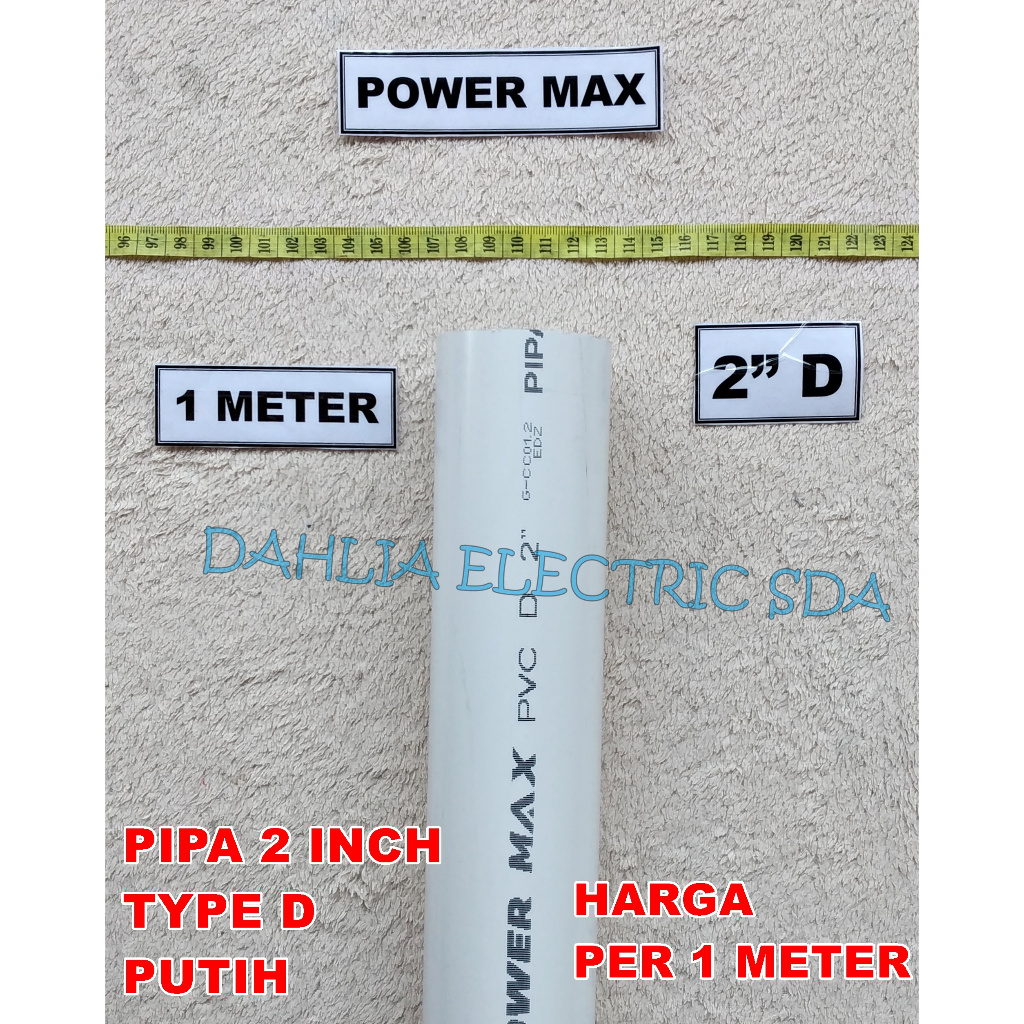 Jual Pipa PVC 2 INCH D PUTIH POWER MAX PANJANG 1 METER | Shopee Indonesia