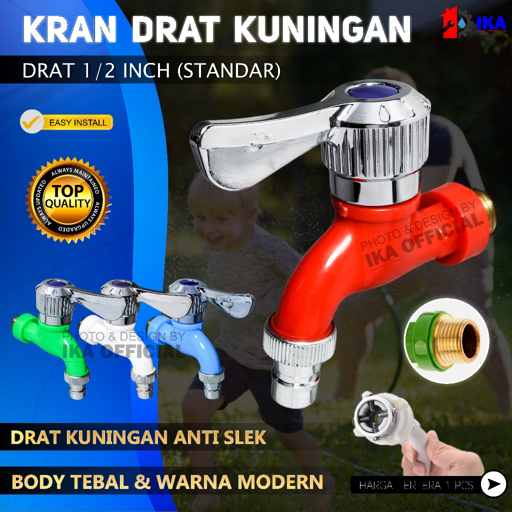 Jual Kran Tembok Air Plastik 1/2 putar / Kran Air Plastik 1/2" / Kran ...
