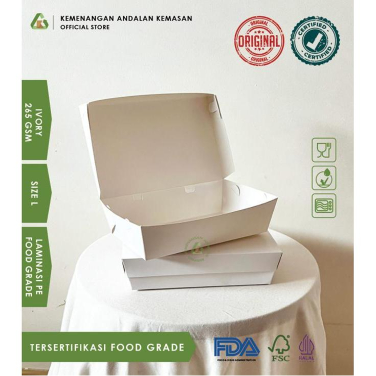 Jual Paper Lunch Box S,M,L/ Kotak makanan coklat polos/ lunch box selip ...