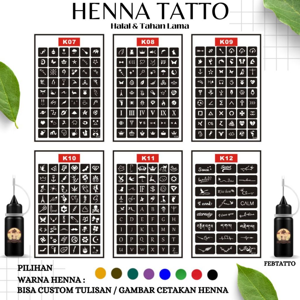 Jual Henna Tato Halal Tahan Lama Bisa Custom Hena Kit 10ml HEN K07 ...