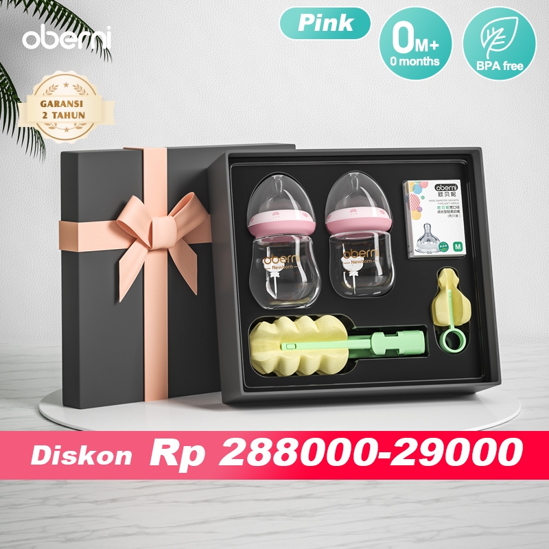 Jual Oberni Botol Susu Kaca Bayi / Mall High Quality Glass / Gift Set / Gift Box for Newborn ...