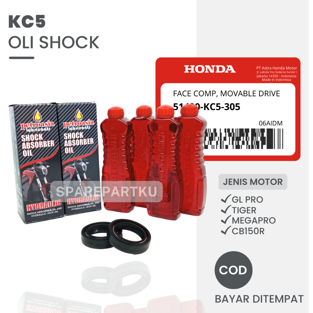 Jual (HEMAT) PAKET HONDA 4 PCS OLI SOK + 2 PCS SEAL SHOK DEPAN TIGER ...