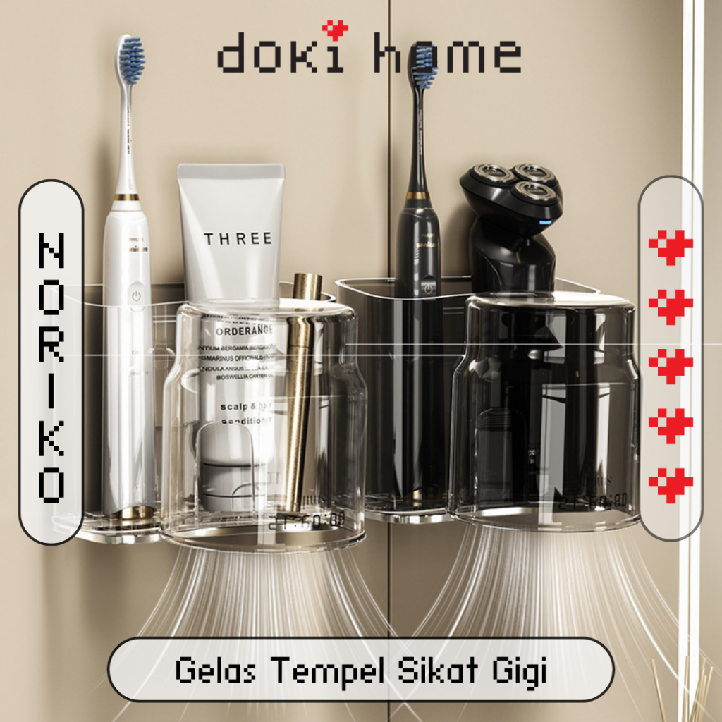 Jual |DOKI| NORIKO Wadah Peralatan Toilet Praktis Rak Tempel Sikat Gigi ...