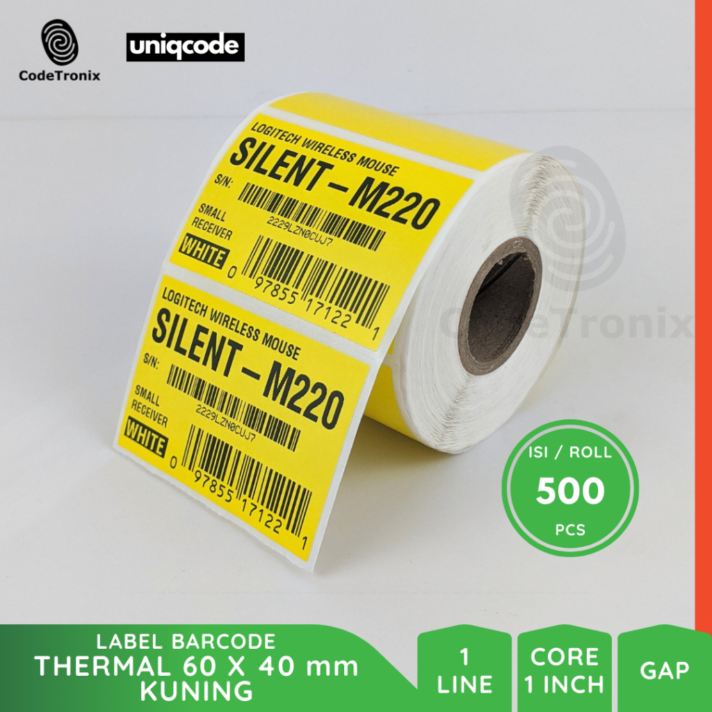 Jual Label Sticker Kertas Thermal 60x40 Barcode Direct Stiker Roll Warna 1 Line 500 pcs | Shopee ...