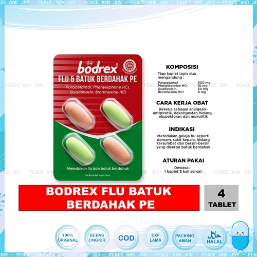 Jual BODREX FLU & BATUK BERDAHAK TABLET ISI 4 TABLET MENGATASI NYERI ...