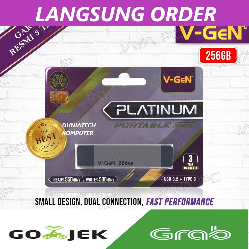 Jual V-GeN SSD Portable 256GB HDD STORAGE External USB3.2 Type-C VGEN ...