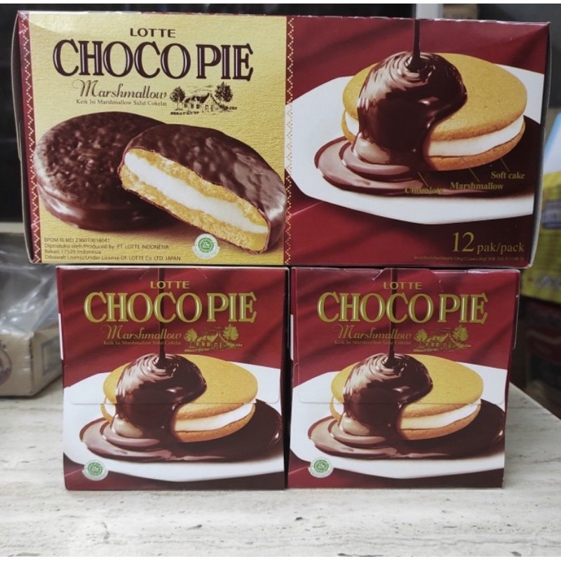 Jual Lotte Marshmallow Choco Pie 28gram 1 box isi 12 pcs | Shopee Indonesia