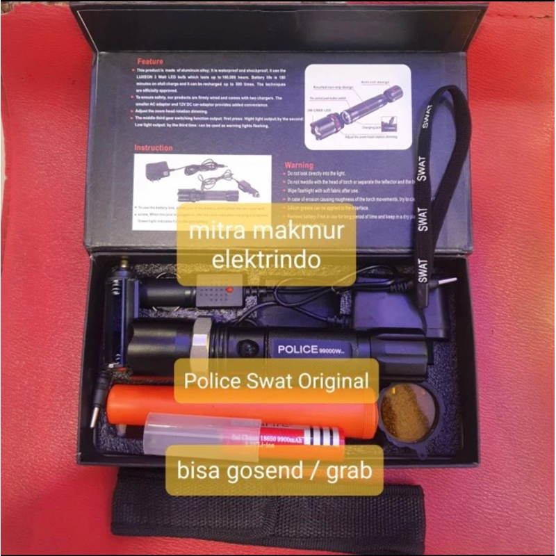 Jual senter police SWAT original / flashlight swat police original set ...