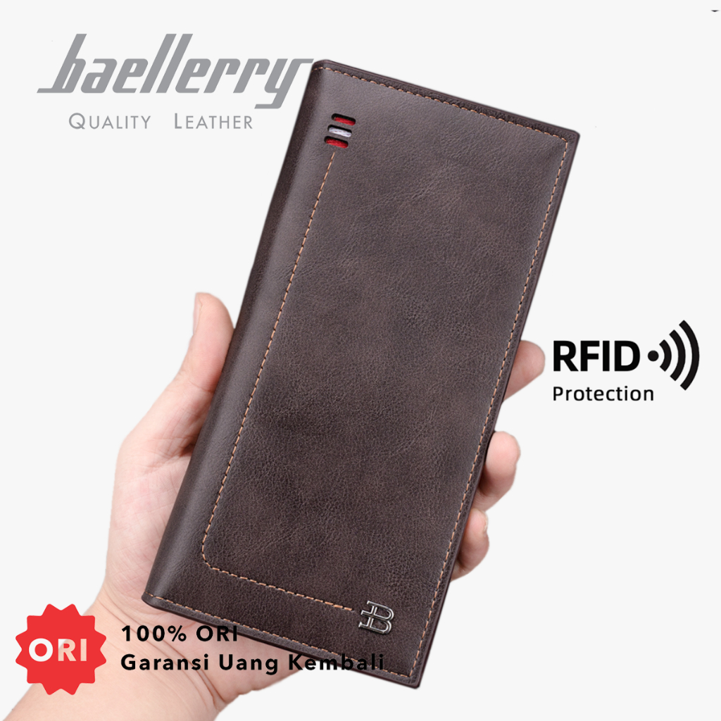 Jual BAELLERRY C3024 Dompet Pria Panjang RFID Protect Bahan Kulit PU ...