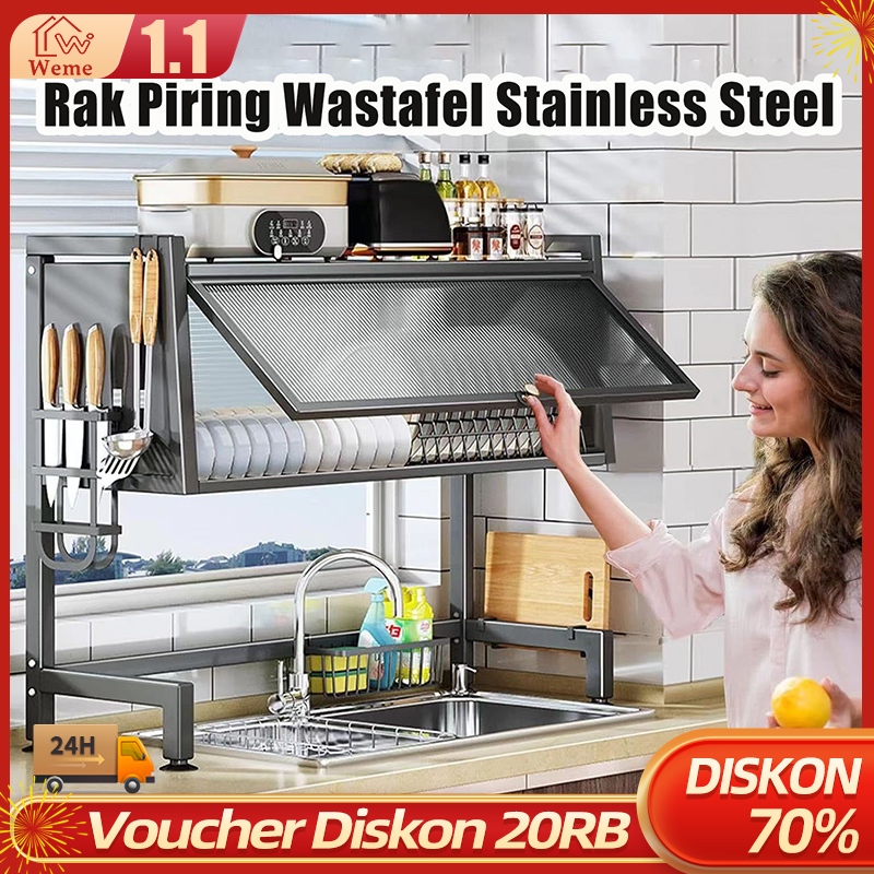 Jual Rak Piring Wastafel Stainless Steel Tertutup Rak Cuci Piring Rak ...