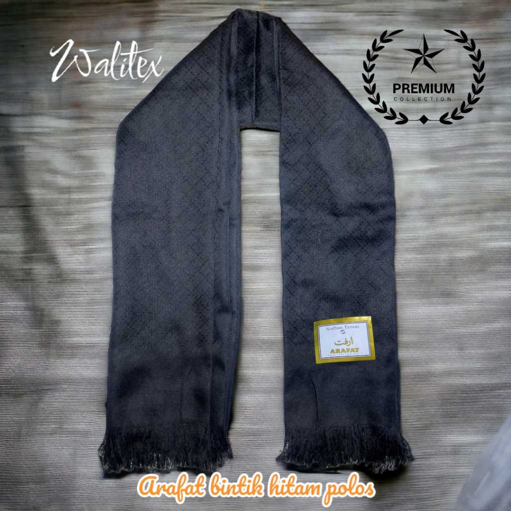 Jual SURBAN SORBAN ARAFAT POLOS HITAM KATUN SYAL SELENDANG SORBAN TENUN ...