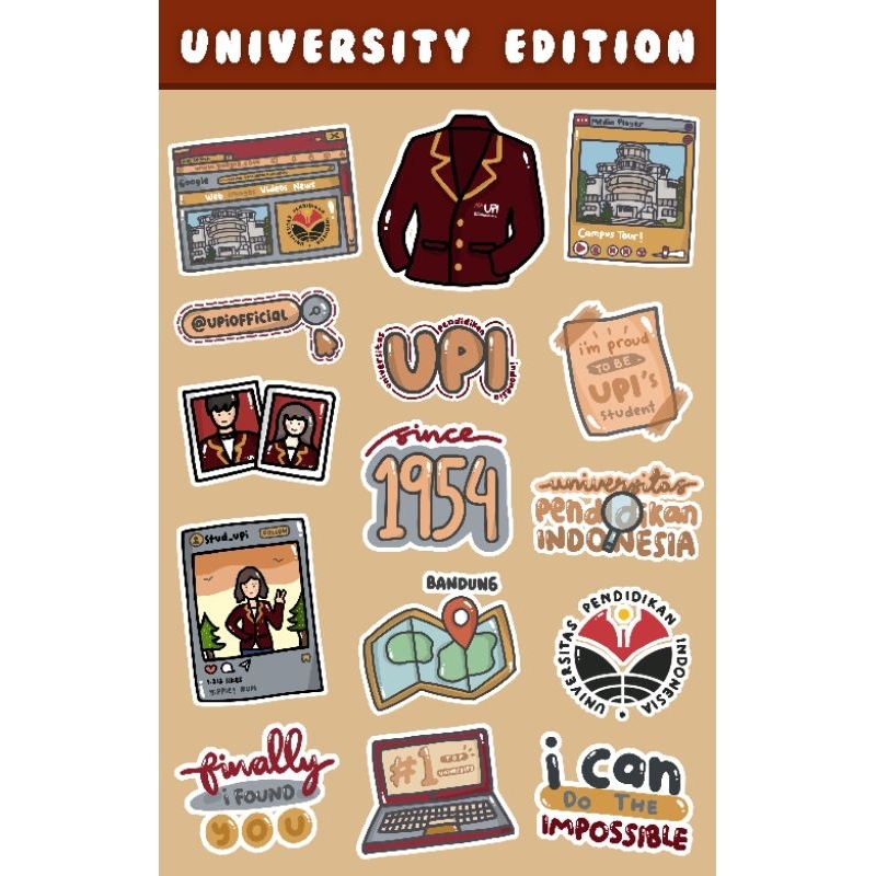 Jual [15 PCS] STIKER TEMA UPI (UNIVERSITAS PENDIDIKAN INDONESIA) LUCU ...