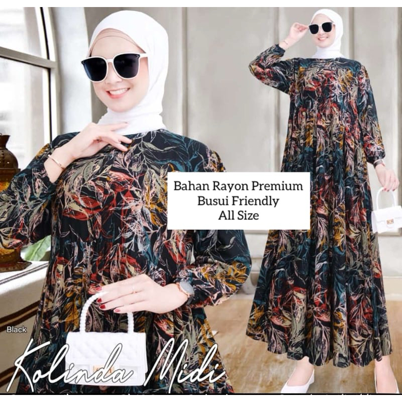Jual MIDI DRESS WANITA RAYON / GAMIS RAYON ADEM BUMIL BUSUI FRIENDLY JUMBO | Shopee Indonesia