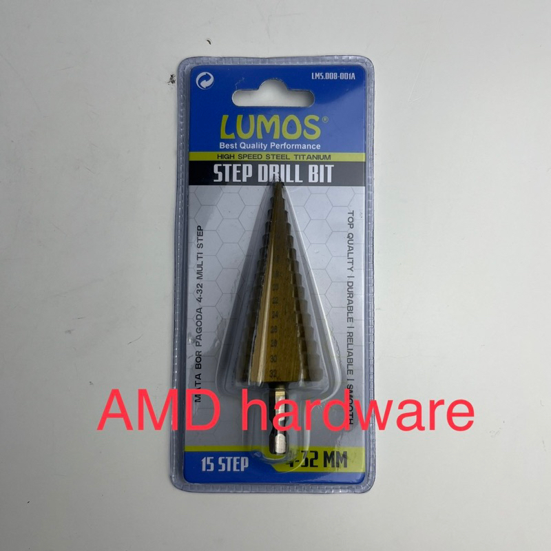 Jual MATA BOR PAGODA SPIRAL HSS TITANIUM STEP DRILL BIT 4-32mm 1pcs Premium Quality Lumos 4 - 32 ...
