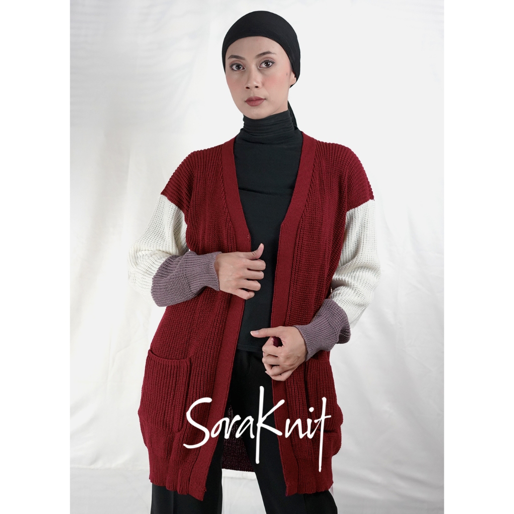 Jual Premium Sweater Cardigan Rajut Wanita Korea Oversize Knit wear Kardigan polos jumbo Dijamin ...