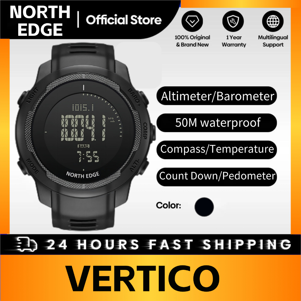 Jual NORTH EDGE VERTICO Men's Digital Watch Carbon Fiber Case Sports ...
