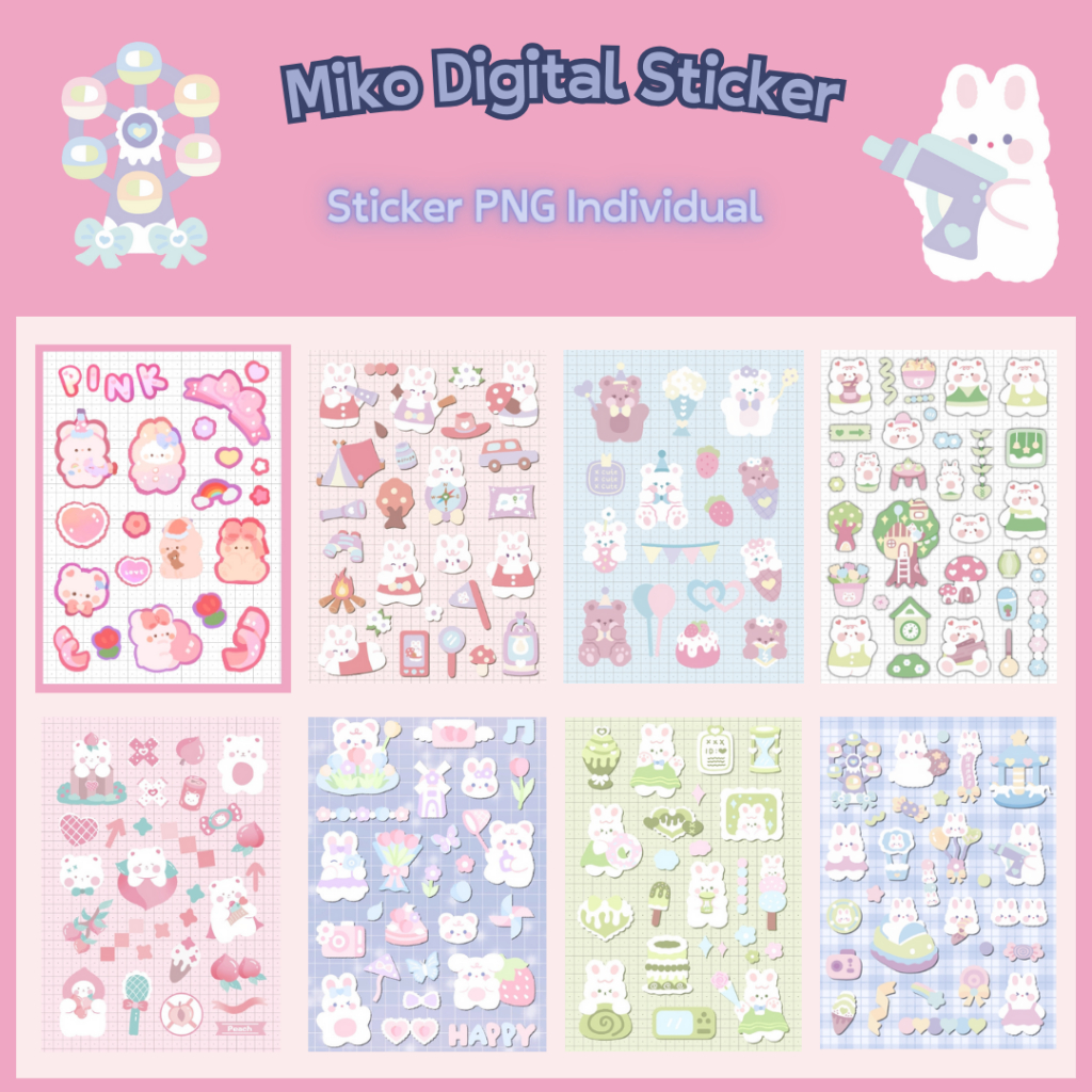 Jual Sticker Digital Individual Crop cute --- Miko Digital Sticker ...