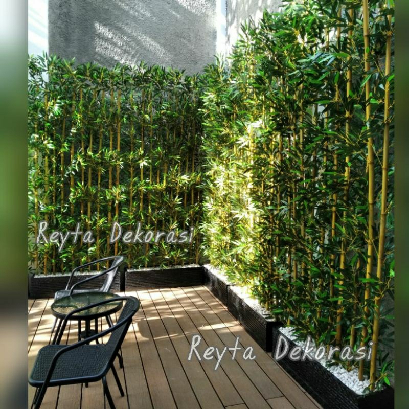 Jual partisi tinggi 2mtr partisi bambu hias plastik/bunga hias ...