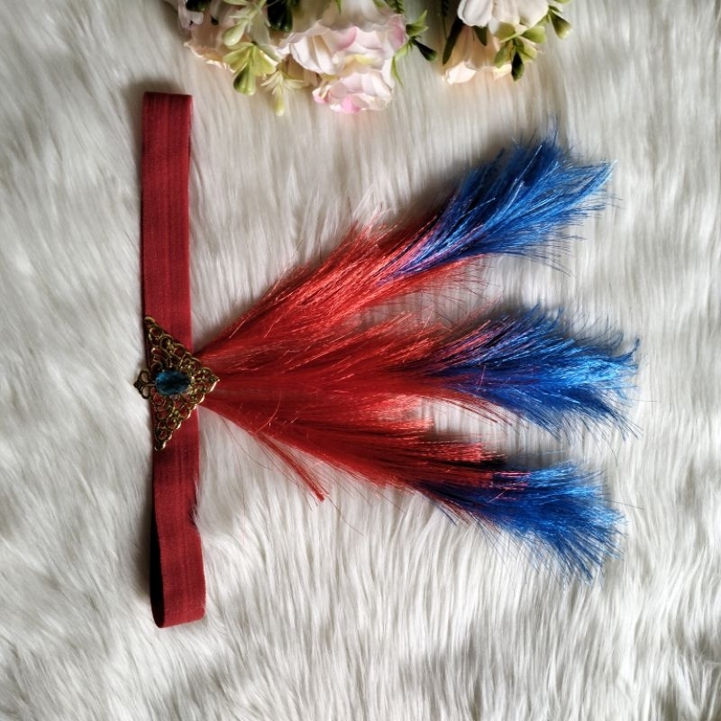 Jual bandana merah putih/hiasan kepala/hiasan karnafal/bando bulu ...