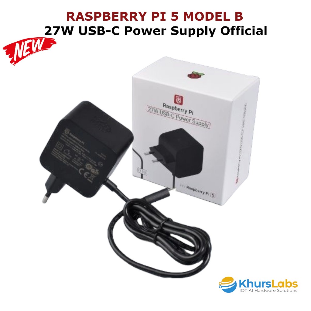 Jual Adaptor Raspberry Pi 27W USB-C Power Supply Original Pi 5 Official ...