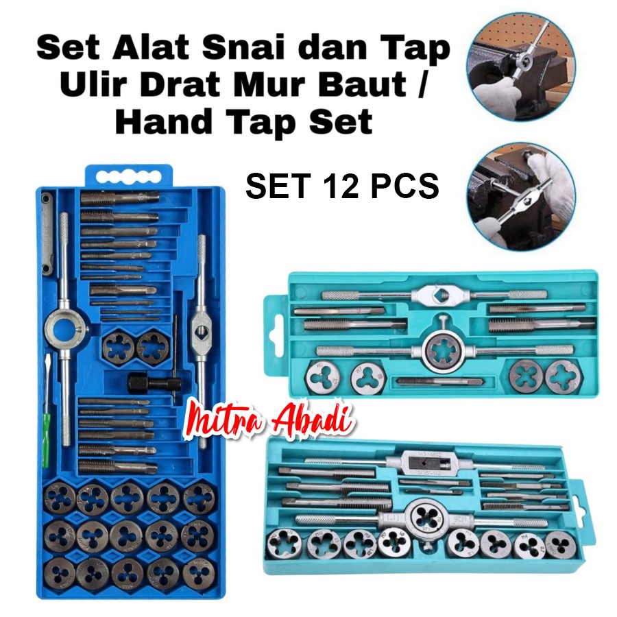 Jual Set Alat Snai dan Tap Ulir Drat Mur Baut / Hand Tap Set 12 PCS ...