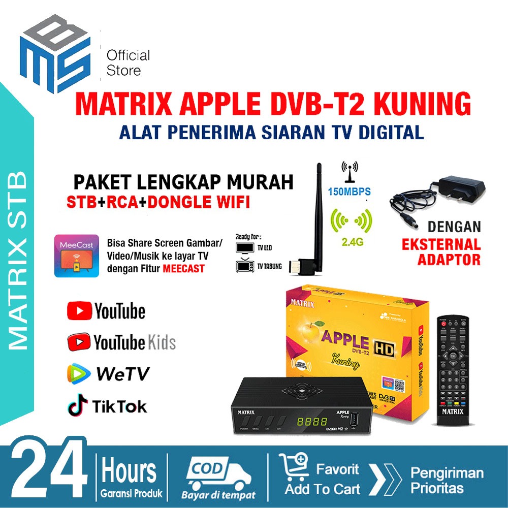 Jual STB MATRIX APPLE KUNING SET TOP BOX DVBT2 UNTUK SIARAN TV DIGITAL/ NEX PARABOLA | Shopee ...