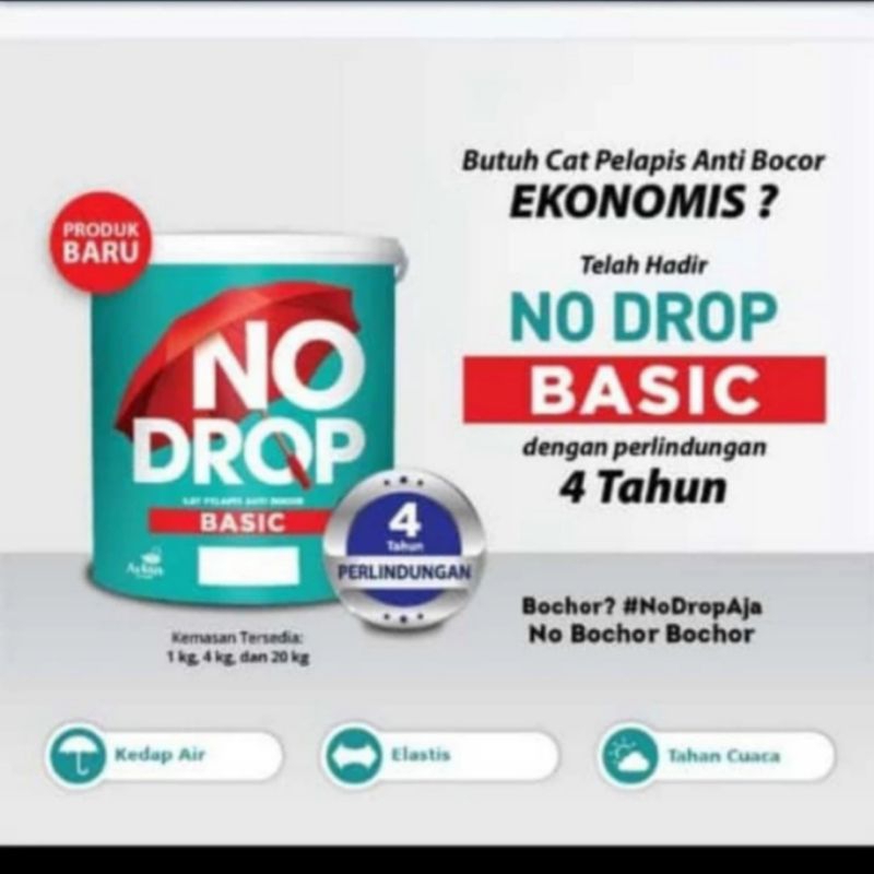 Jual NO DROP BASIC CAT WATERPROOFING 4KG(GALON)/BISA REQUEST WARNA ...