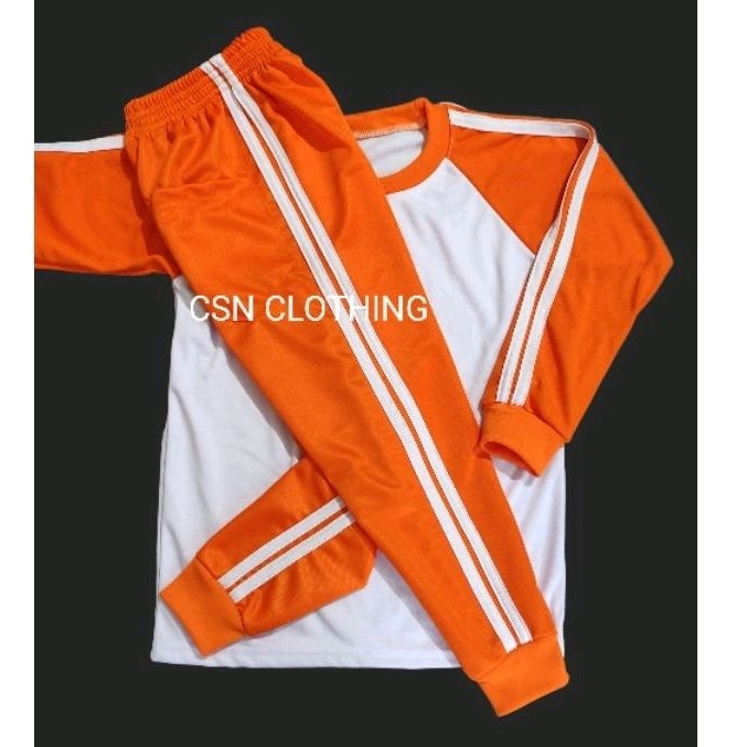 Jual seragam olahraga tk & paud warna putih oren | kaos olahraga tk paud | stelan olahraga ...
