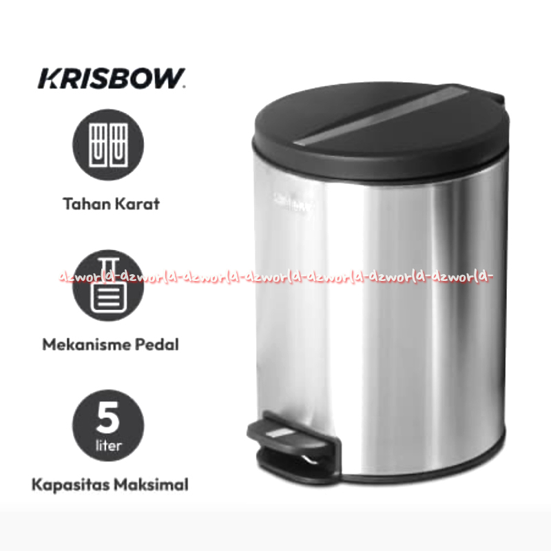 Jual Krisbow Trash Bin 5L Keranjang Sampah Model Injak Kaki Warna Silver Stainless Steel Tempat ...