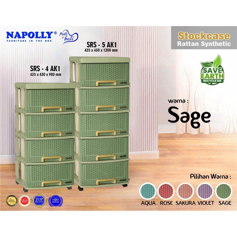 Jual Lemari Plastik LACI Napolly Container Rotan CONTAN SRS 5 AK1 Susun ...