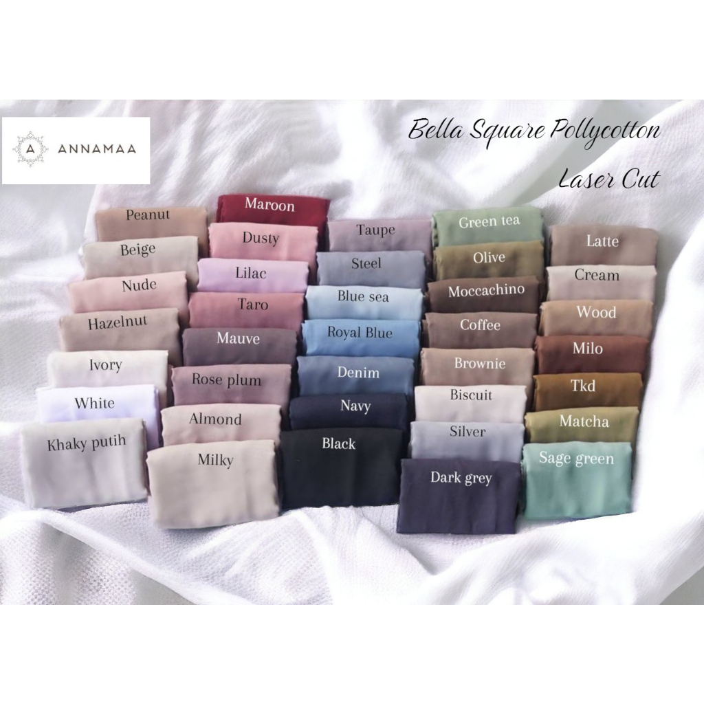 Jual Hijab Segi Empat Bella Square Wardah Mint Hitam Biscuit Mocca Milo Jilbab Pollycotton ...