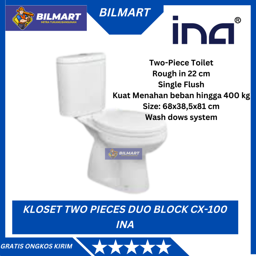 Jual KLOSET DUDUK TWO PIECES DUO BLOCK CX-100 C-20 INA | Shopee Indonesia