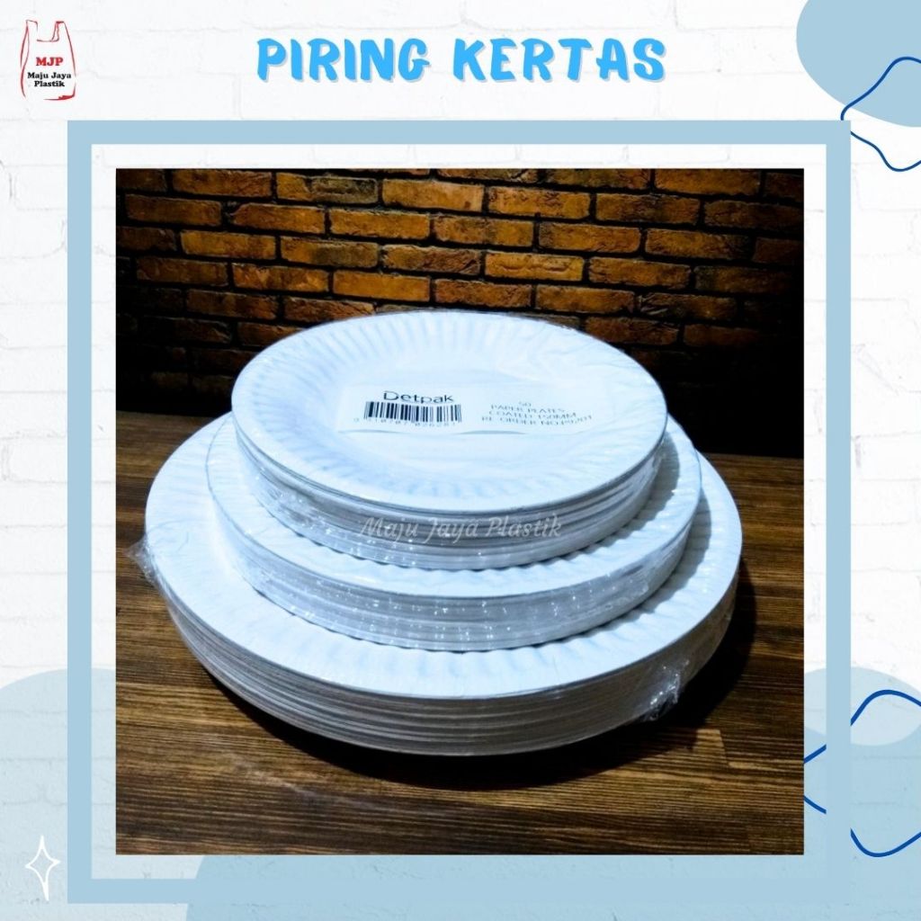 Jual [50 pcs] Piring Kertas Polos Detpak Putih Piring Kertas pesta ...