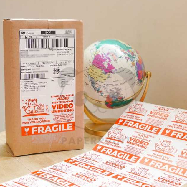 Jual STICKER FRAGILE UNBOXING Paket KUCING LANDSCAPE CUSTOM LABEL ...