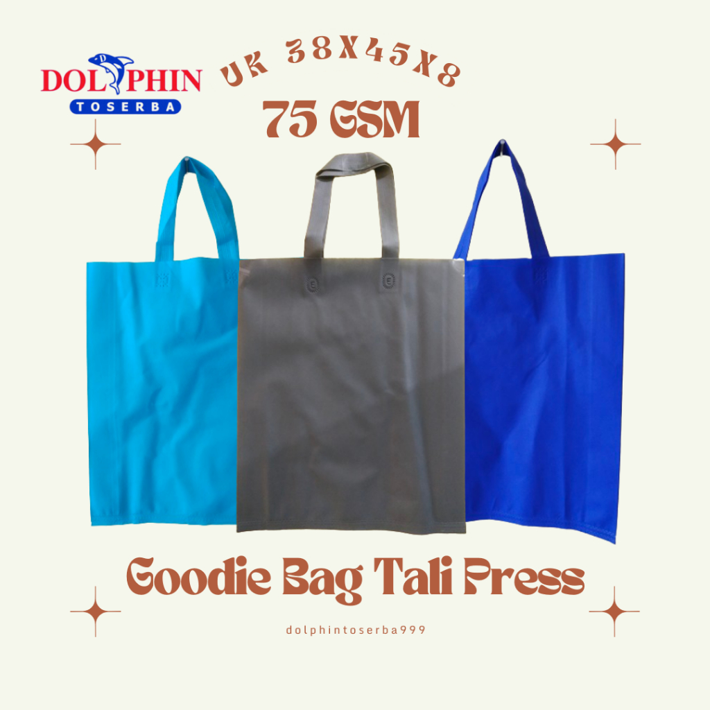 Jual Goodie Bag Tali Press uk 38x45x8 / tas spunbond polos 75 GSM ...