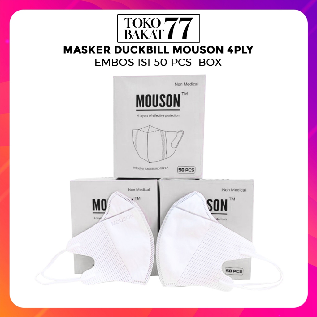 Jual MASKER DUCKBILL MOUSON 4PLY EMBOS ISI 50 PCS / BOX | Shopee Indonesia